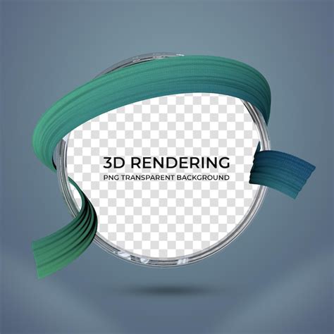 현실적인 프레임 및 리본 그라디언트 색상 3d 렌더링 투명 배경 프리미엄 Psd 파일