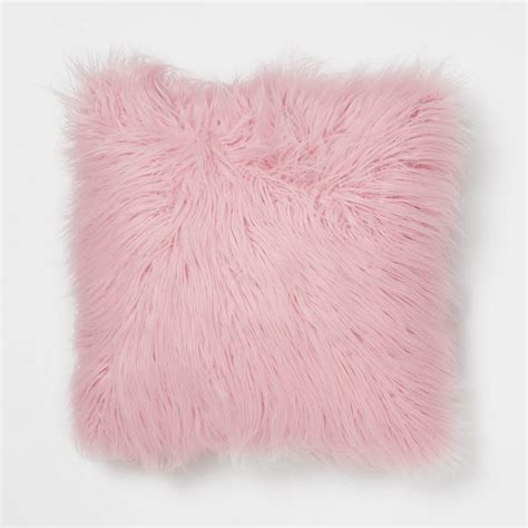 Dormify Faux Fur Throw Pillow Dorm Essentials Medium Grey Dormify