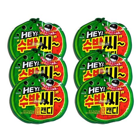 수박씨 캔디 6봉 30g 수박맛 젤리 캠핑 여행 학교 소풍 초등학교 학원 교회 유치원 간식 스낵 과자 군것질 티몬