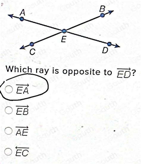 solved which ray is opposite to vector ed vector ea vector eb vector