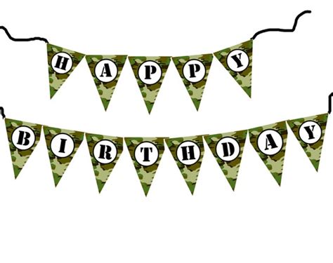 DIY Army Military Camouflage Birthday Banner Printable File