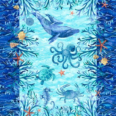 Sea Life Fabric Panel Etsy