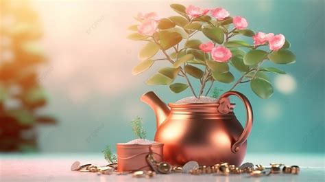물뿌리개와 동전꽃으로 동전을 키우는 돈나무 식물의 3차원 삽화 달러 3d 돈을 벌다 돈 3d 배경 일러스트 및 사진 무료