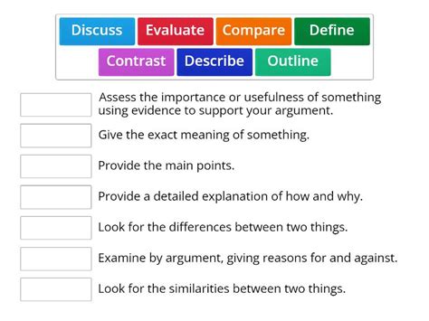 Assignment Writing Command Words Task Match Up
