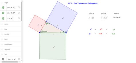 The Theorem Of Pythagorus GeoGebra