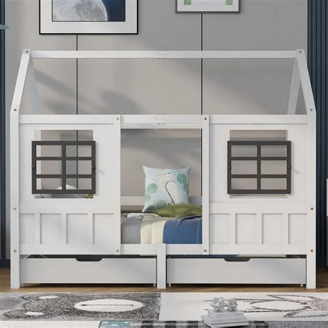 Celya Kinderbett Hausbett Mit 2 Schubladen 90x200cm Einzelbett Mit 2