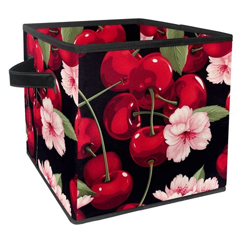 Febohao Storage Bins Boxes Oxford Leather Handle Medium Foldable Clutter Drawer Cute Vintage