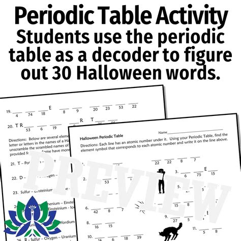 Halloween Science Activity Periodic Table Decoder Flying Colors Science