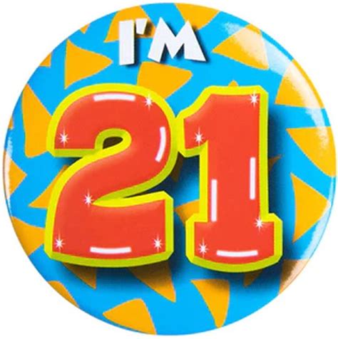 Button 21 Jaar Button Met Speld 55mm Leeftijd Badge 21 Jaar