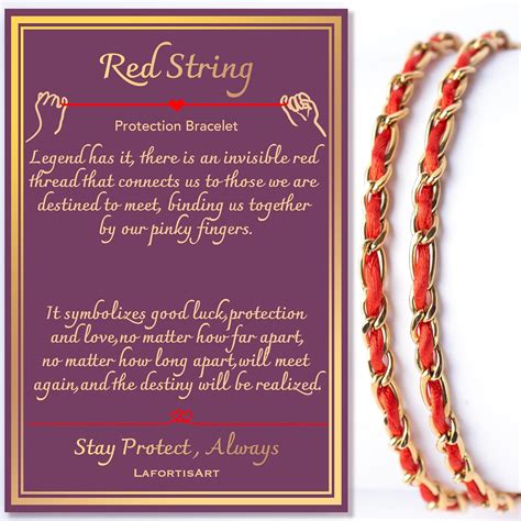 Lafortisart Red String Protection Bracelet Gold Chain Red