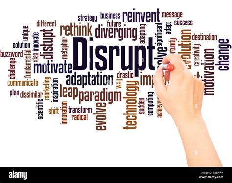 Disrupt Word Cloud Hand Writing Concept On White Background Stock Photo
