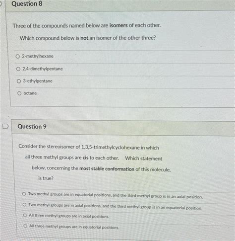 Solved Which Compound Below Is Not An Isomer Of The Other Chegg