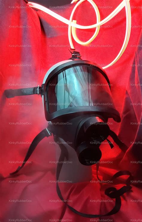Gas Mask Rubber Gear Hose Sniff Rebreather Bag Play Blue Latex Gear Fetish Shower Piss Bdsm