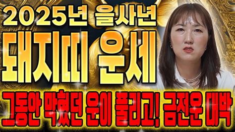 💖2025년 을사년 초대박 돼지띠운세💖집안에 겹경사 갑자기 대운과 천운이 한번에 들엉와 초대박나는 돼지띠 운세 최고의 을사년이 찾아옵니다 이것만 꼭 명심하세요😊