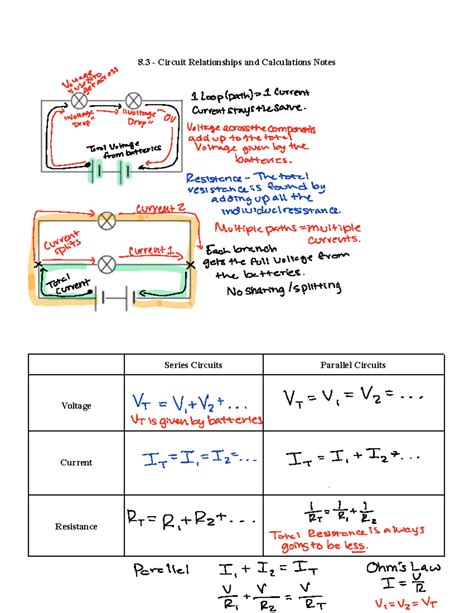 Circuit Relationships And Calculations Notes Physics 101 8