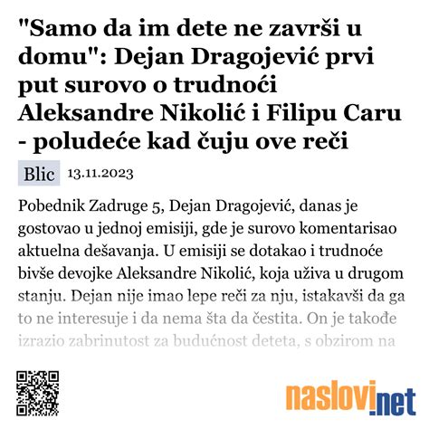 Samo Da Im Dete Ne Završi U Domu Dejan Dragojević Prvi Put Surovo O