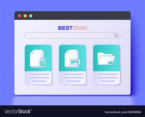 Set Eps File Document Document And Lock Royalty Free Vector