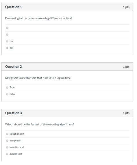 Solved Question 1 1 Pts Does Using Tail Recursion Make A Big