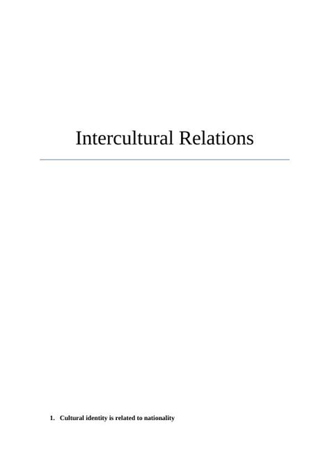 Intercultural Relations Cultural Identity Managerial Skills And