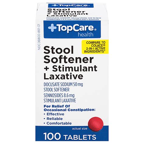 Top Care Stool Softener Stimulant Laxative Tablets 100 Ea