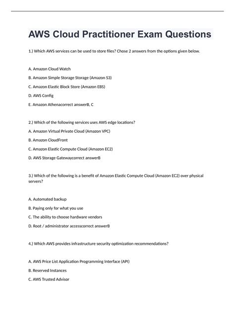 AWS Cloud Practitioner Exam Questions With Correct Answers AWS CLOUD Stuvia US