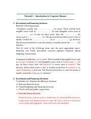 Cf Tutorial Introduction To Corporate Finance With Answers Pdf Tutorial Introduction
