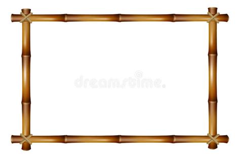 Bamboo Stick Frame Rectangle Brown Wooden Border Stock Vector