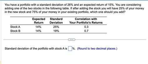 Solved You Have A Portfolio With A Standard Deviation Of 26 Chegg