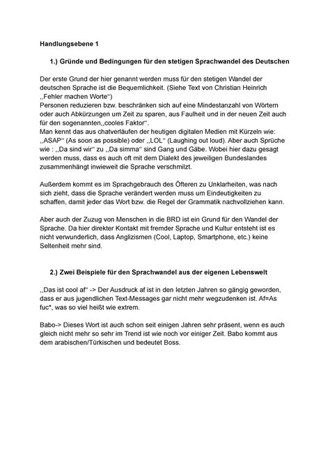 Sprachdidaktik Hausaufgabe syntax Handlungsebene 1 1 Gründe und