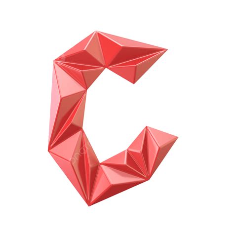 red modern triangular font letter c 3d sharp prism type glitter png