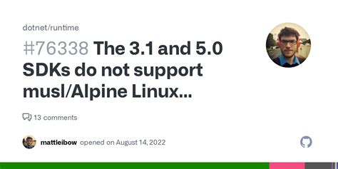 The 31 And 50 Sdks Do Not Support Muslalpine Linux Anymore · Issue