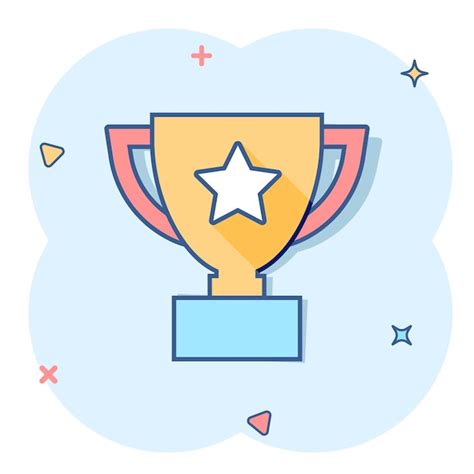 Icône De Coupe De Trophée De Dessin Animé De Vecteur Dans Le Style