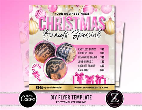 Christmas Braid Sale Flyer Braid Prices Flyer Christmas Flyer Braids Flyer Hair Flyer