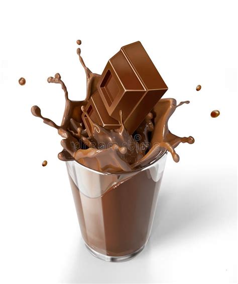 Кубы шоколада брызгая в стекло Milkshake шоколада Стоковое Изображение