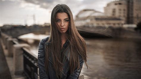Women Outdoors Depth Of Field Looking At Viewer Portrait Long Hair