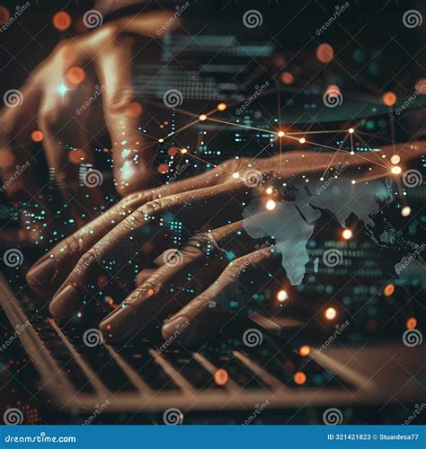futuristic network typing ai generative stock image image of typing