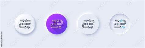 survey progress line icon neumorphic purple gradient 3d pin buttons quiz algorithm sign