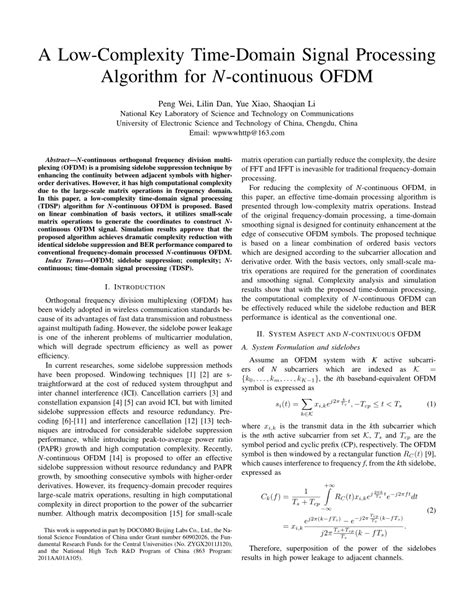 Pdf A Low Complexity Time Domain Signal Processing Algorithm For N