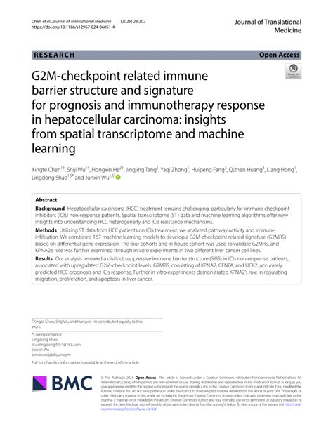 Pdf G M Checkpoint Related Immune Barrier Structure And Signature For