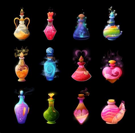 Premium Vector Magic Potions Fantasy Elixirs In Glass Bottles