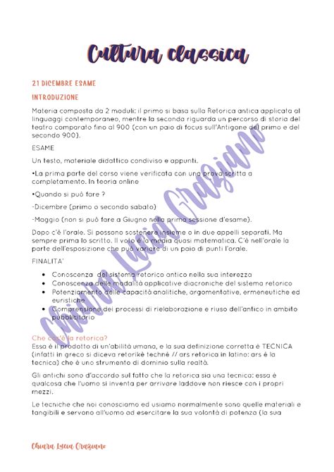 Cultura Classica I Modulo Limed 20212022 Docsity