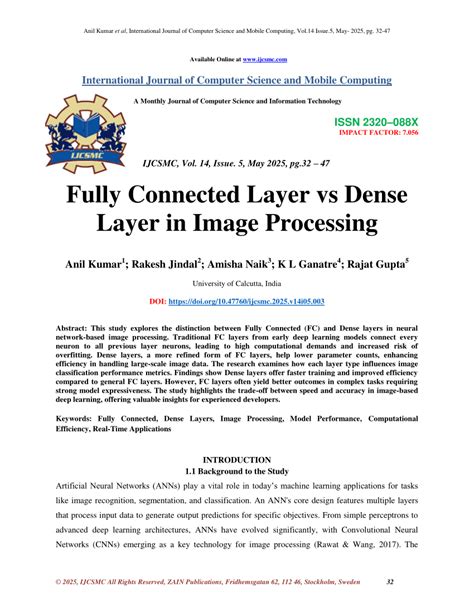 Pdf Fully Connected Layer Vs Dense Layer In Image Processing