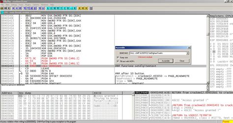 Assembly Unknown Module In Ollydbg 201 Assemble Command Stack Overflow