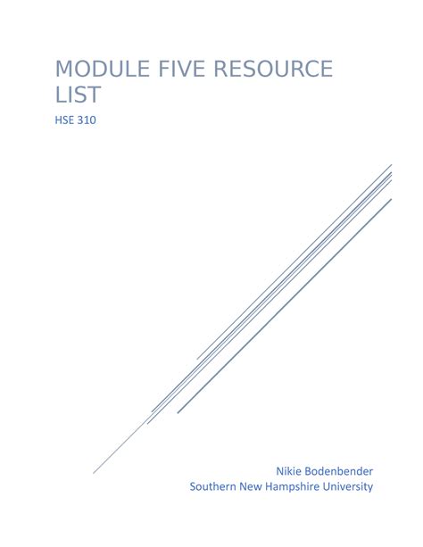 Module Five Resource List Module Five Resource List Hse 310 Nikie