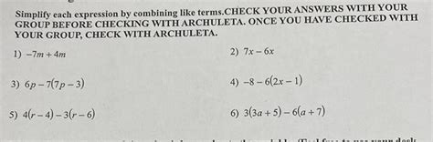 Answered Simplify Each Expression By Combining Like Terms Check Your