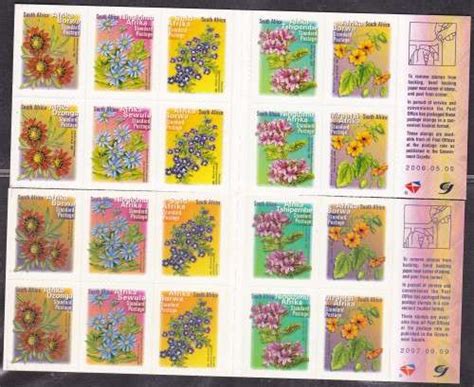 Republic Of South Africa Rsa 7th Def Issue Flowers 2 X Std Postage Booklets Dated 2007