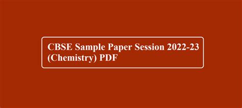 Cbse Class 12 Chemistry Solved Sample Paper 2021 22 Term 1