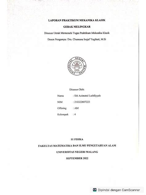 Laporan Praktikum Gerak Melingkar Pdf