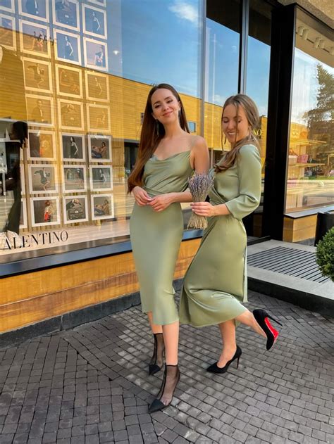 Olive Silk Dress Midi Оливковое платье Платья Платья подружек невесты