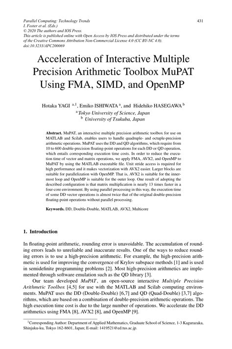 PDF Acceleration Of Interactive Multiple Precision Arithmetic Toolbox